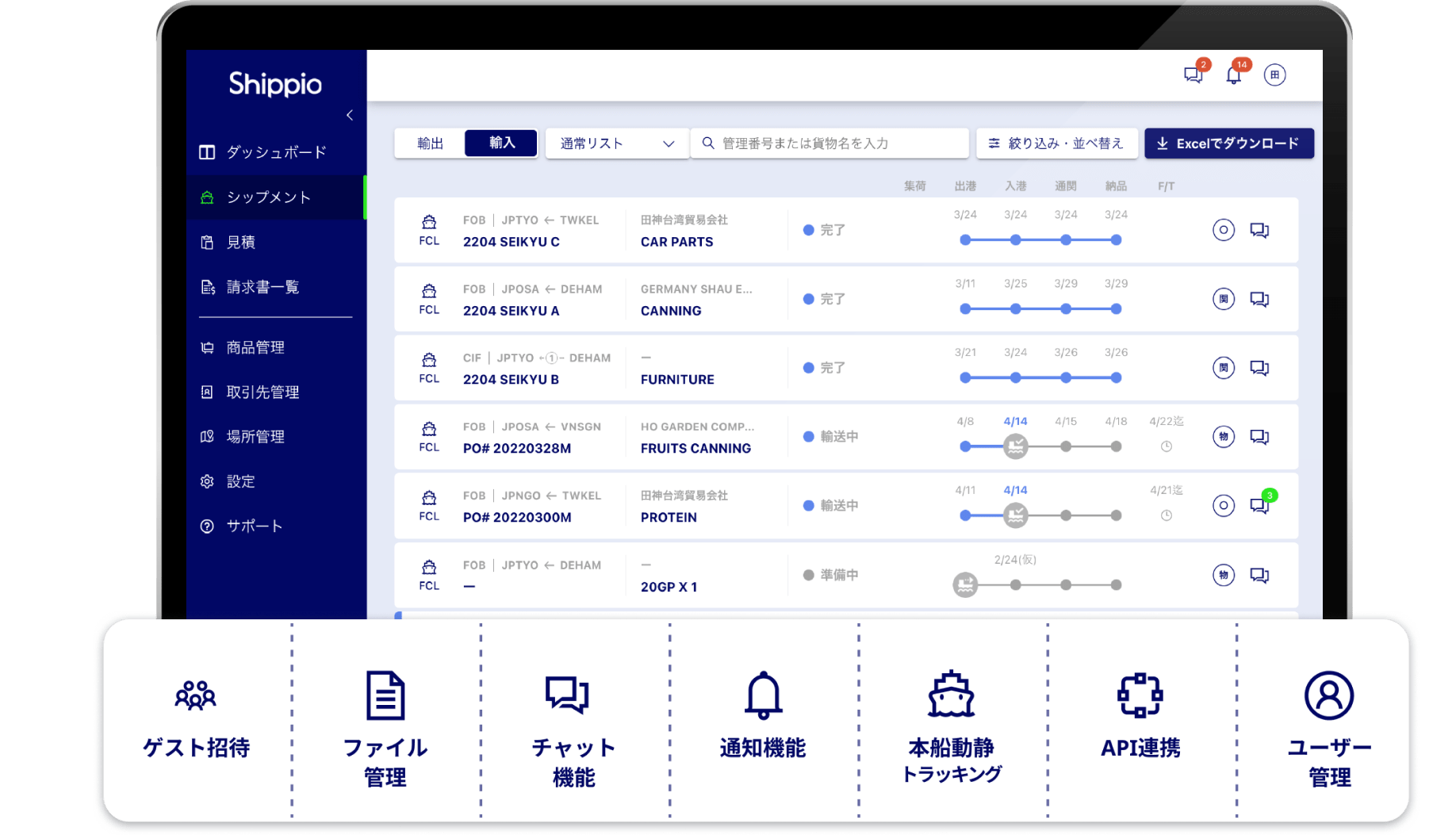 Shippio、初の国際物流事業者向けのサービス「Shippio Works」を新たに提供開始 〜デジタル、AIの活用でコミュニケーション効率を大幅にアップ〜 | Shippio